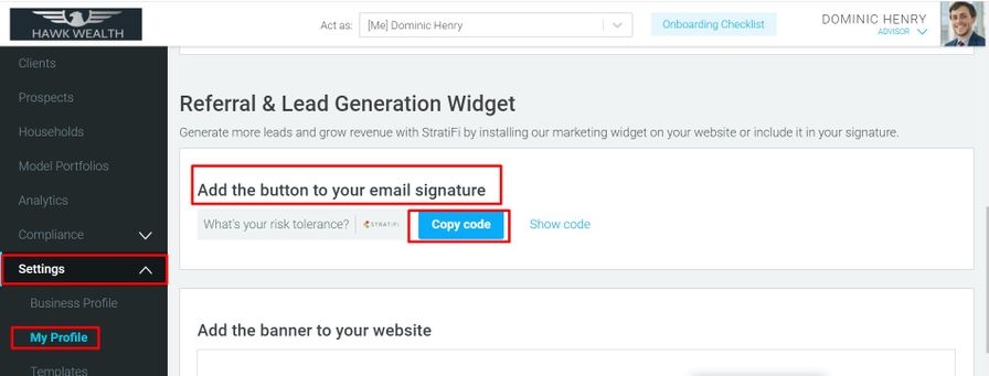 How to add the Risk Tolerance Widget to your Email Signature and Website